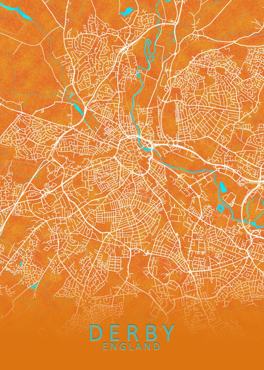 'Derby England City Map' Poster, picture, metal print, paint by City ...