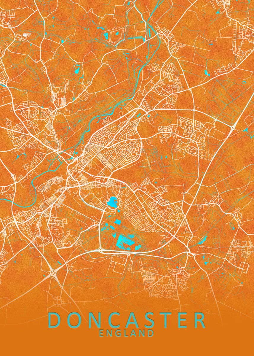 'Doncaster England City Map' Poster, picture, metal print, paint by ...
