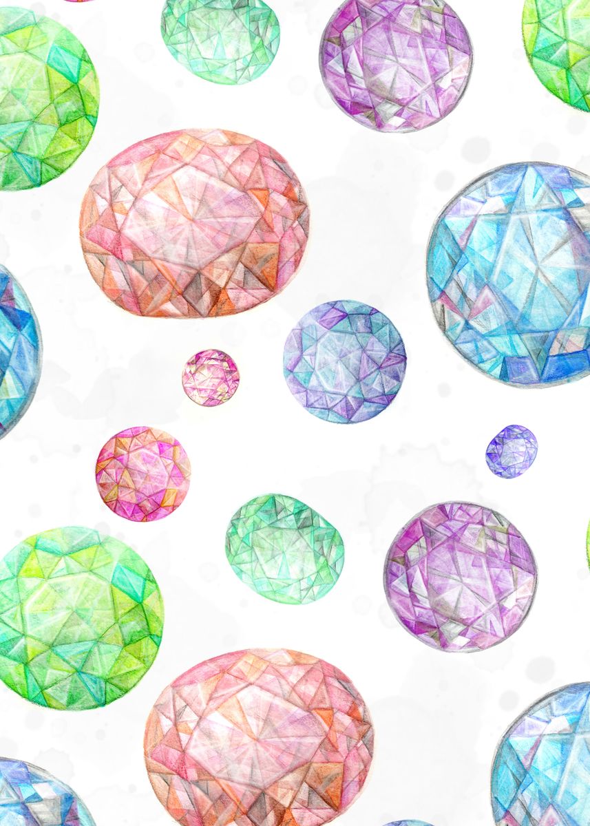 'Watercolor Gemstones' Poster by Jarrod Vandenberg | Displate