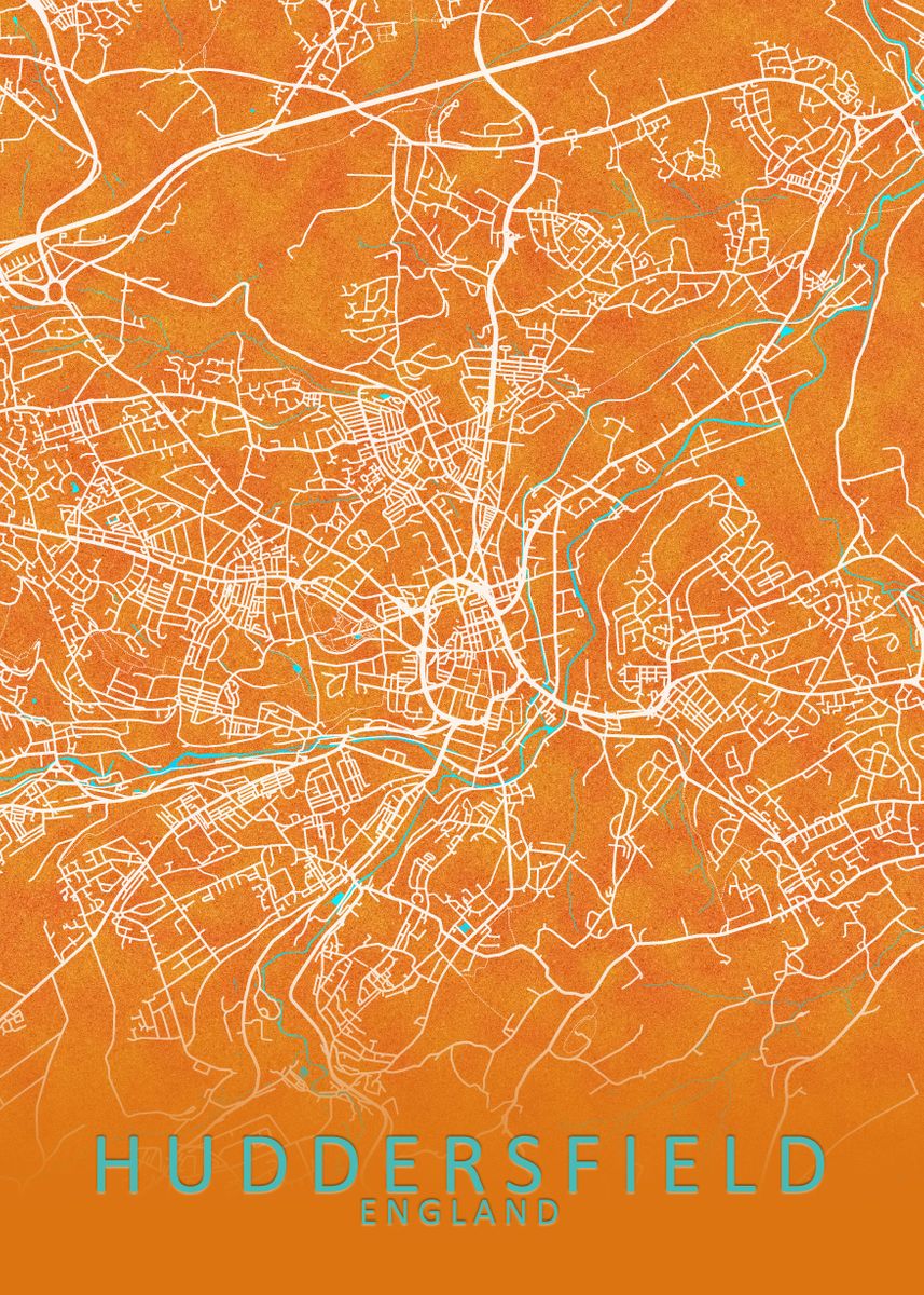 'Huddersfield England City ' Poster, picture, metal print, paint by ...