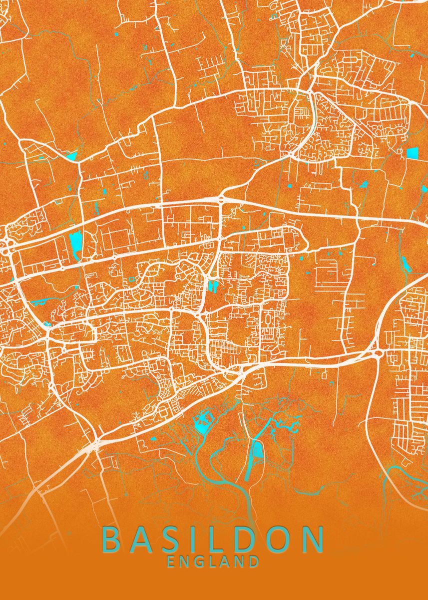 'Basildon England City Map' Poster, picture, metal print, paint by City ...