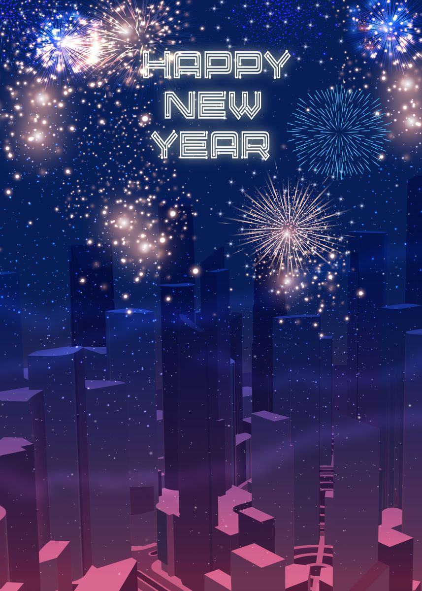 'Happy New Year Firework' Poster by Max Ronn | Displate