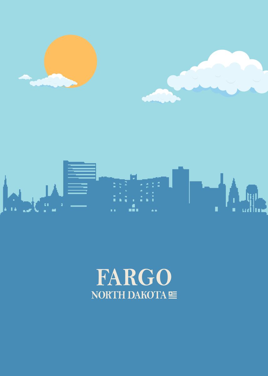 'Fargo City Skyline' Poster, picture, metal print, paint by Ahmad ...