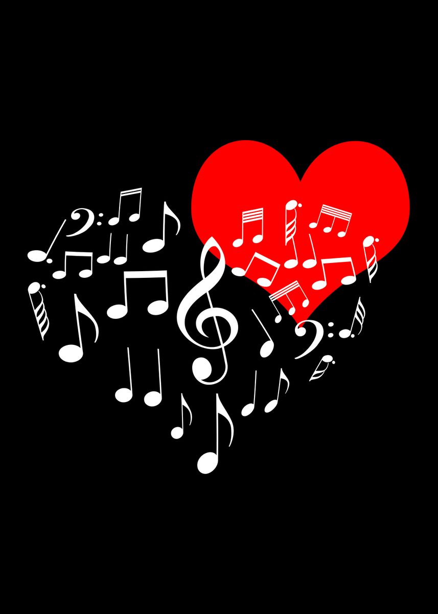 'Singing Heart On Black' Poster, picture, metal print, paint by Art ...