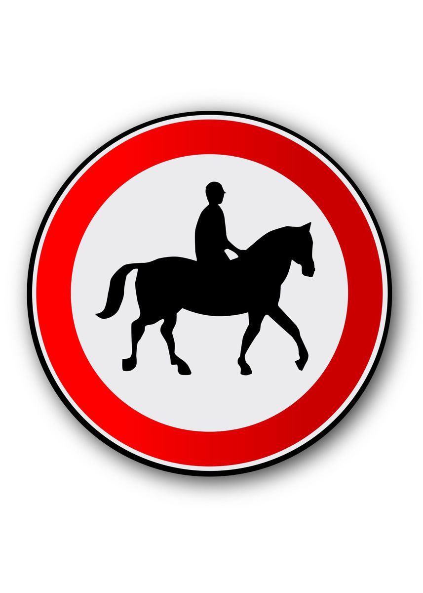 'Horse Rider Traffic Sign' Poster, picture, metal print, paint by ...
