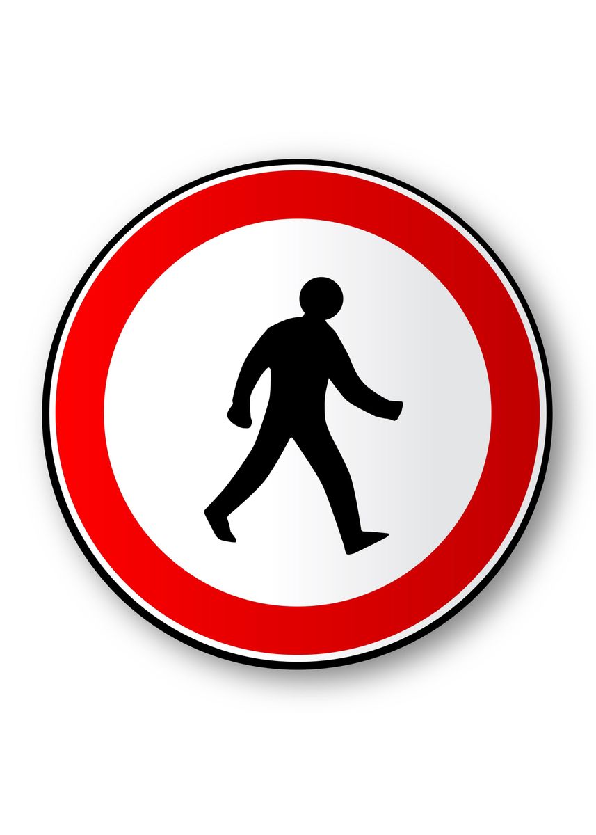 'Walking Man Traffic Sign' Poster, picture, metal print, paint by ...