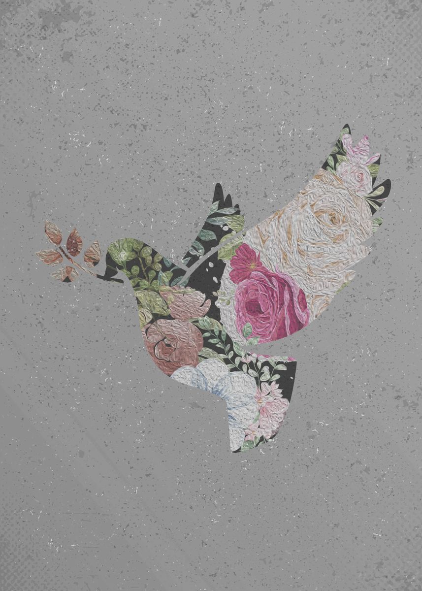 'floral pigeon' Poster, picture, metal print, paint by dam art | Displate