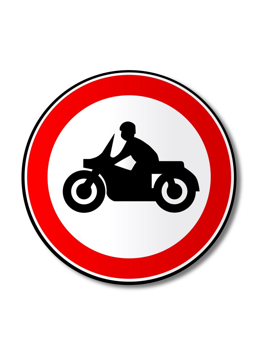 'Motorcycle Traffic Sign' Poster, picture, metal print, paint by ...