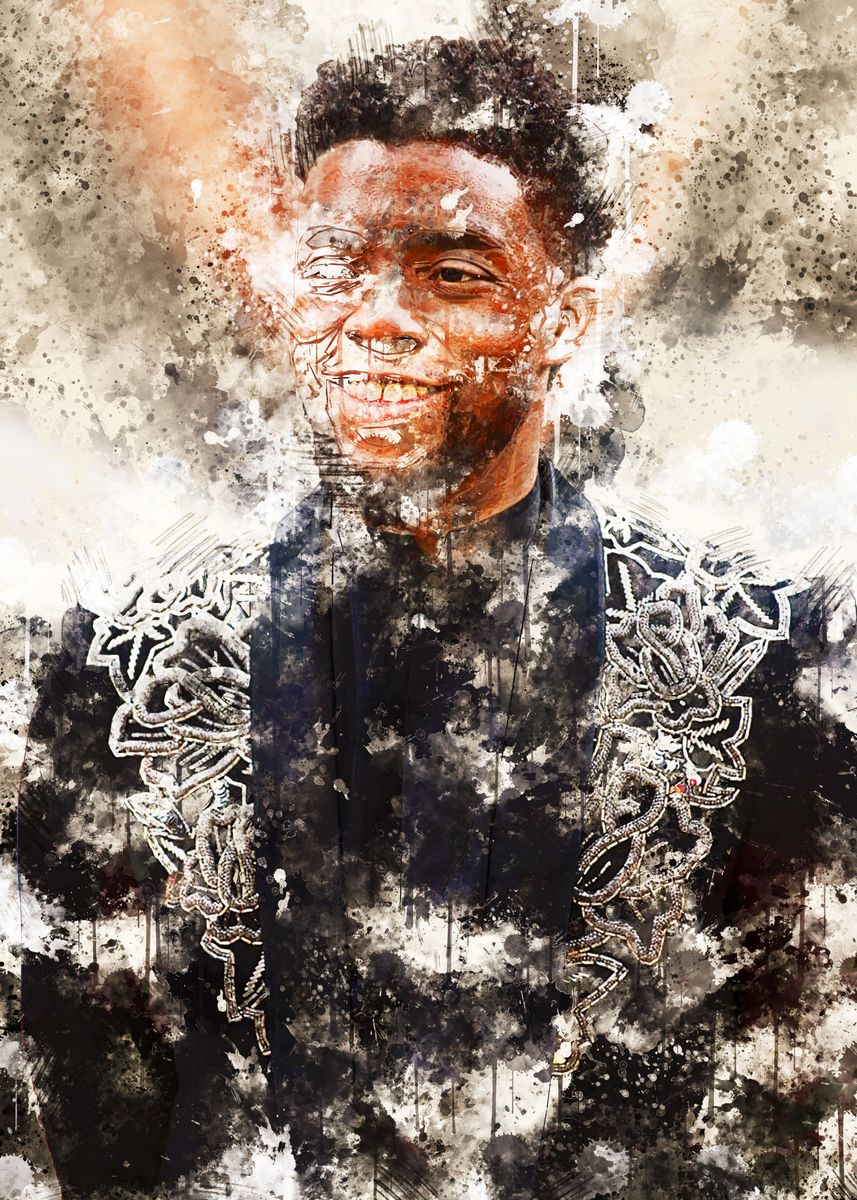 'Chadwick Boseman' Poster, picture, metal print, paint by Alex Mann ...