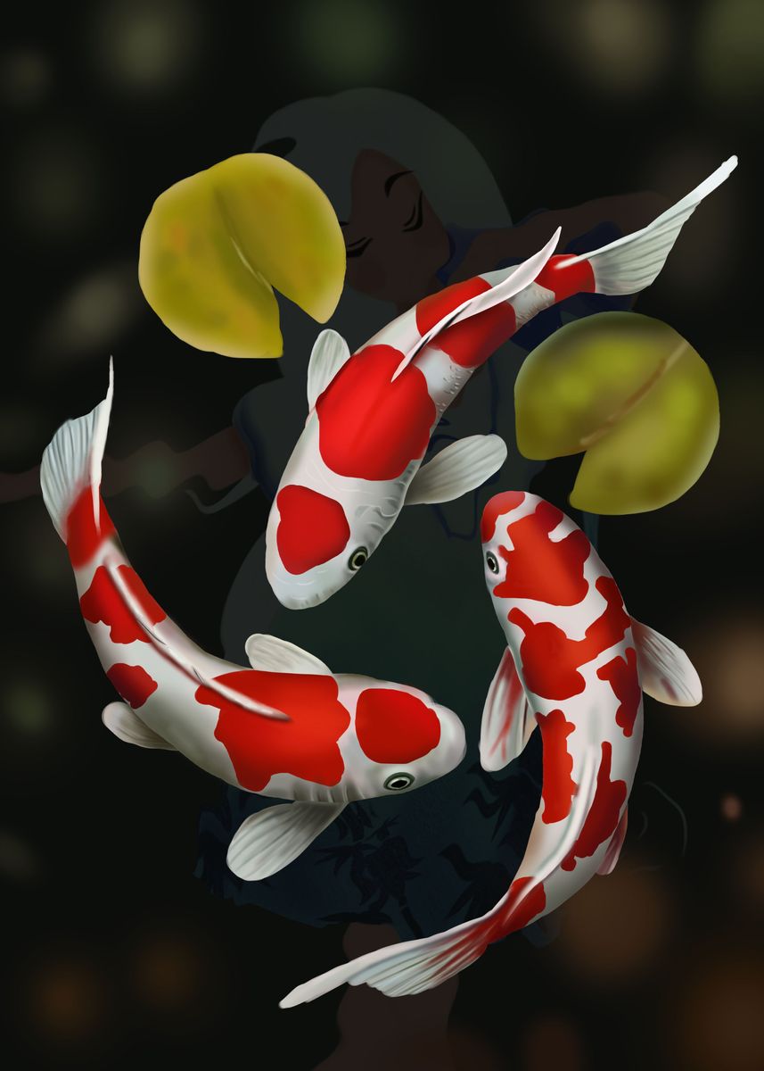 'Beautiful Fishes with Girl' Poster, picture, metal print, paint by Max ...