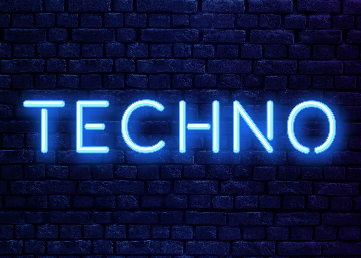 'Techno Music Blue Neon' Poster by Steven | Displate