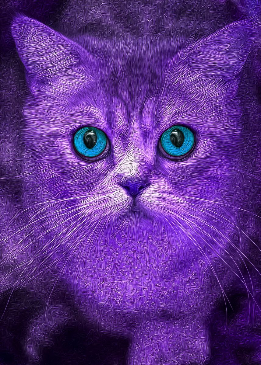 'Purple Kitty' Poster, picture, metal print, paint by Wall Art Physical ...