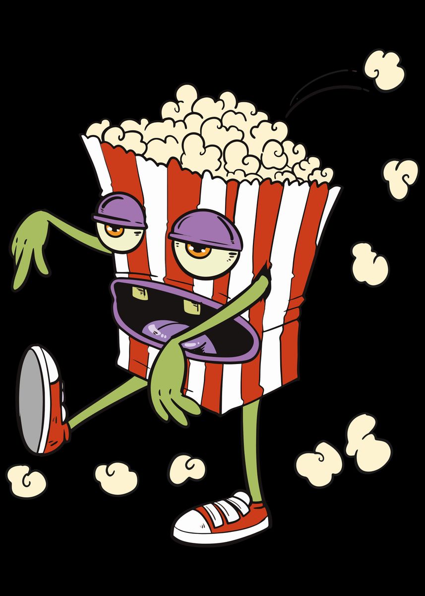 'Walking Popcorn' Poster, picture, metal print, paint by Denise | Displate