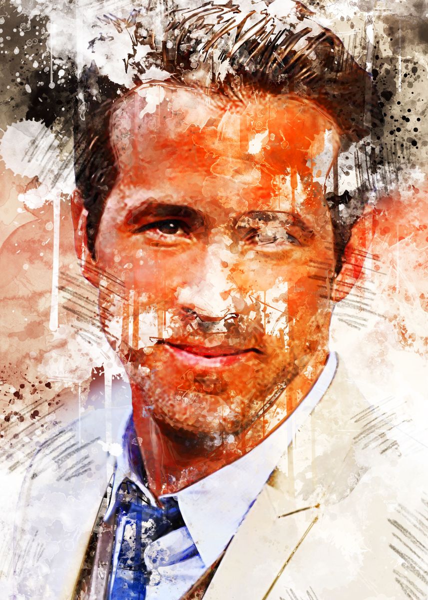 'Ryan Reynolds' Poster, picture, metal print, paint by Alex Mann | Displate
