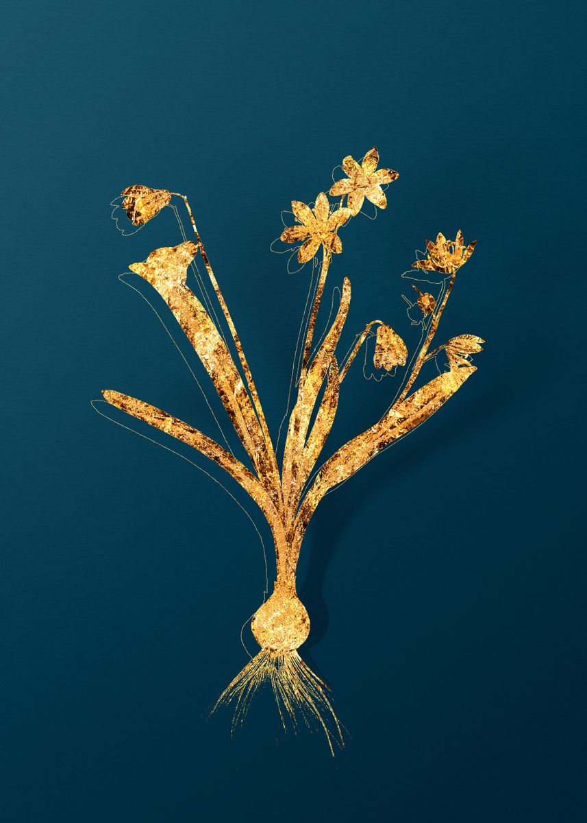 'Gold Flower Illustration' Poster, picture, metal print, paint by Holy ...