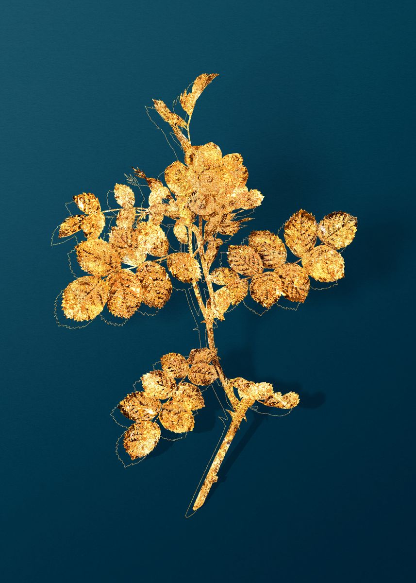 'Vintage Botanicals in Gold' Poster, picture, metal print, paint by ...
