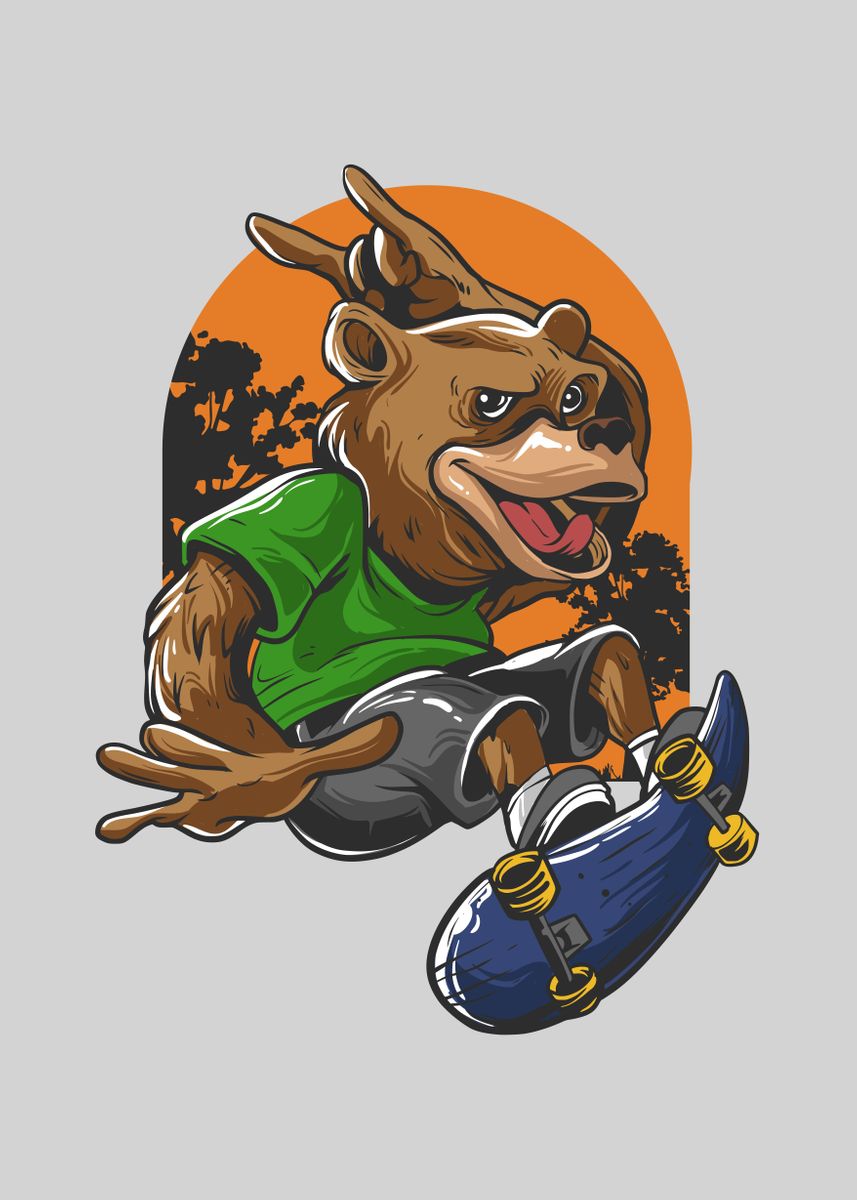 'Honey bear skate' Poster by sentosa eka purnama | Displate