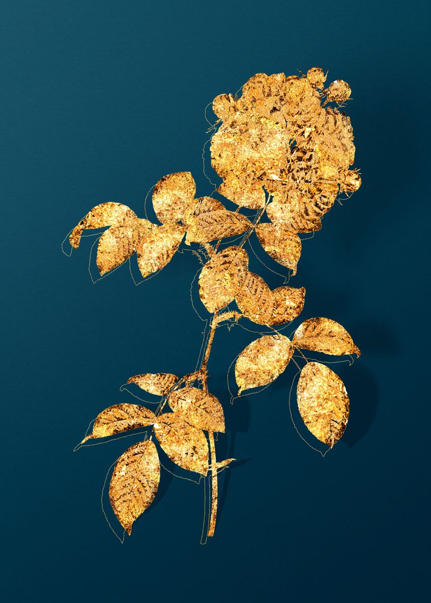 'Gold Flower Illustration' Poster by Holy Rock Design | Displate