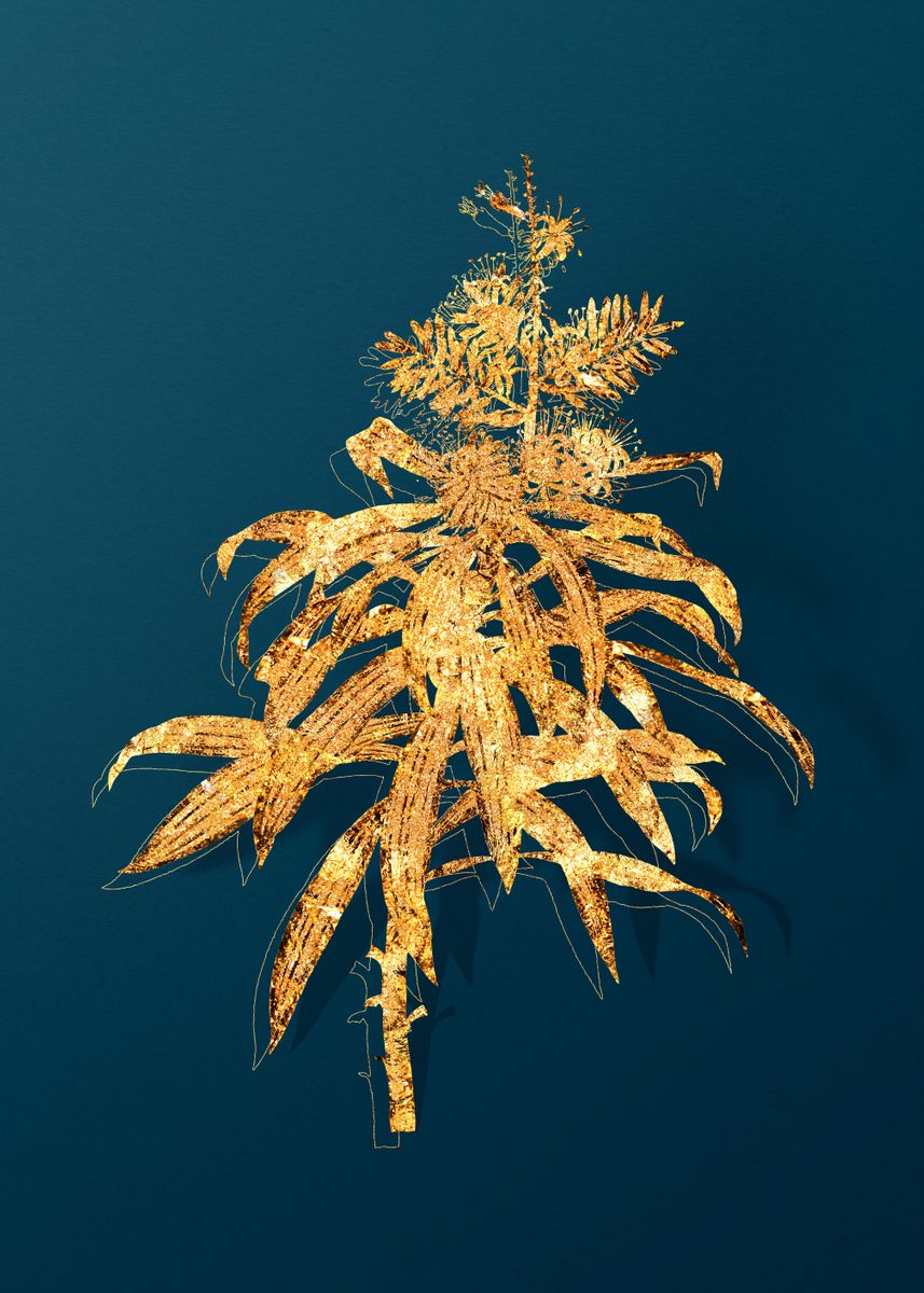 'Vintage Botanicals in Gold' Poster by Holy Rock Design | Displate