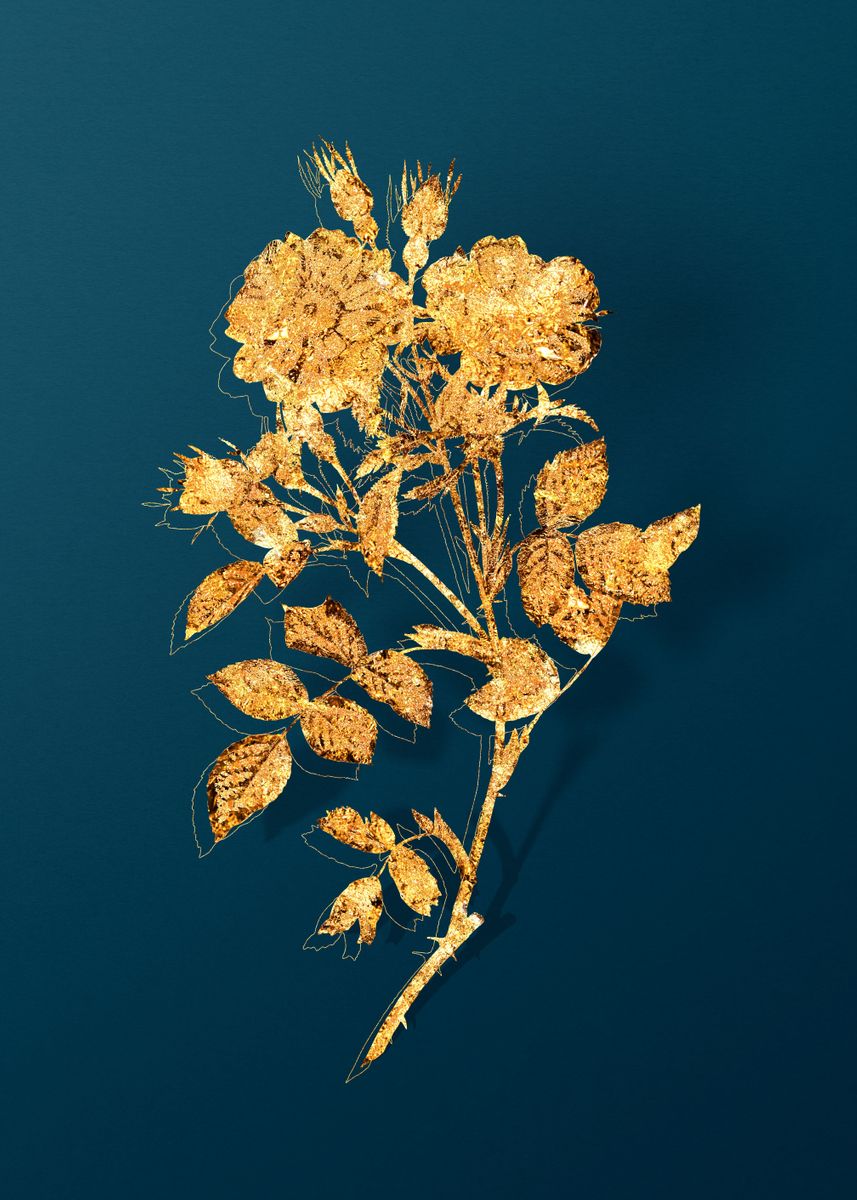 'Gold Floral Illustration' Poster, picture, metal print, paint by Holy ...