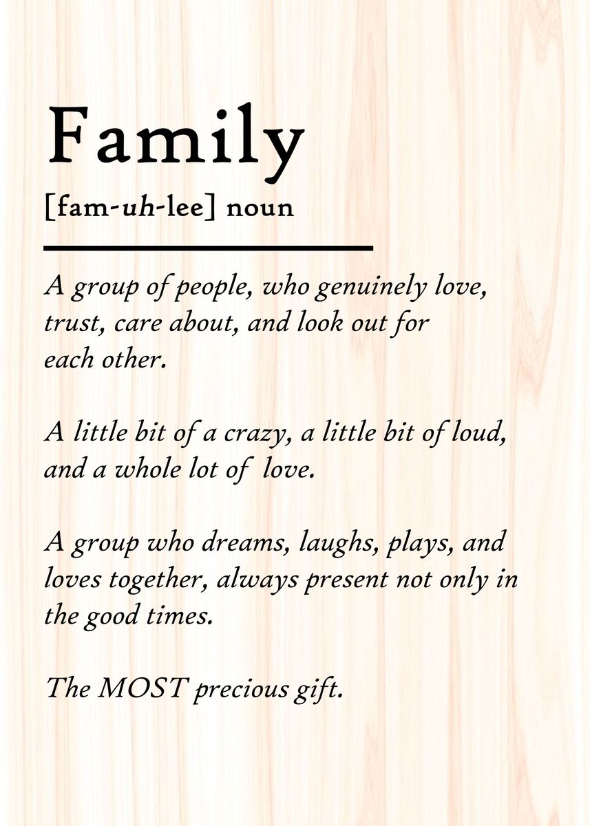 'Family Definition' Poster, picture, metal print, paint by Design97 The ...