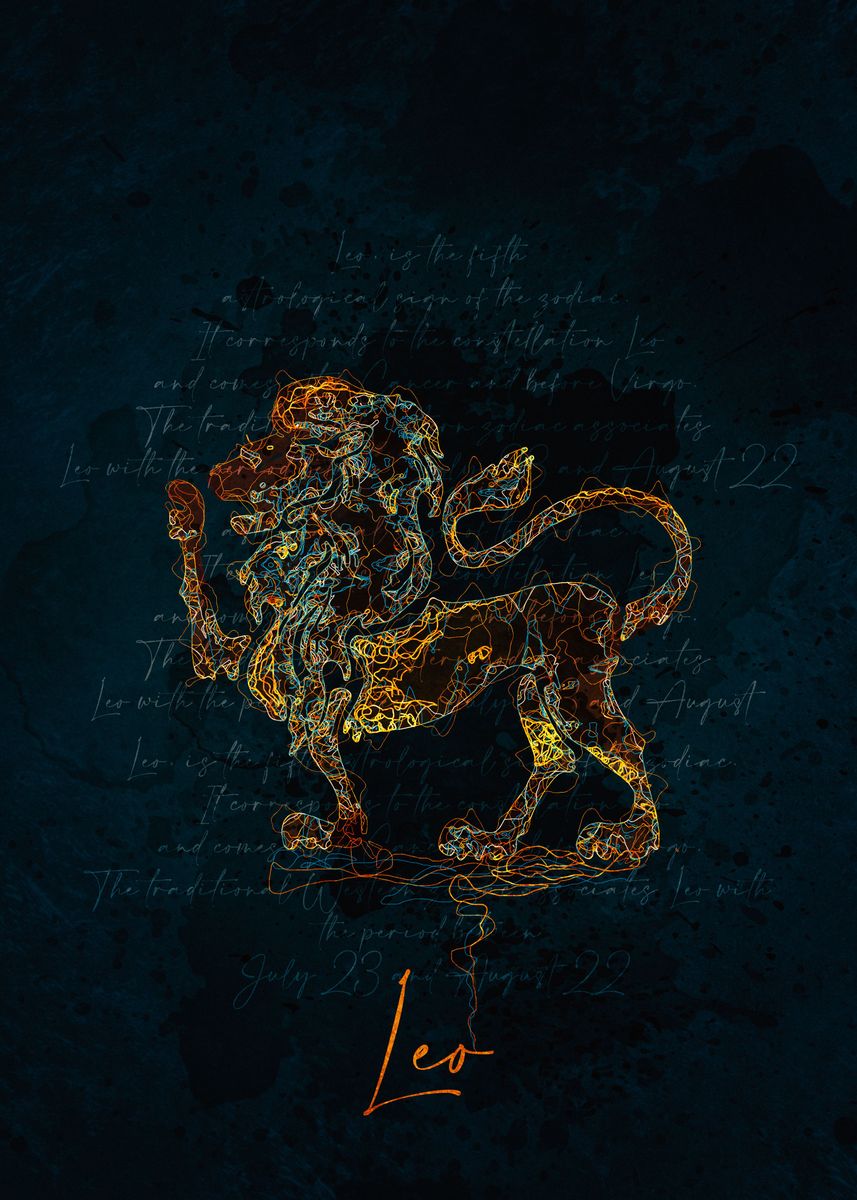 'Leo' Poster, picture, metal print, paint by Is Rough | Displate