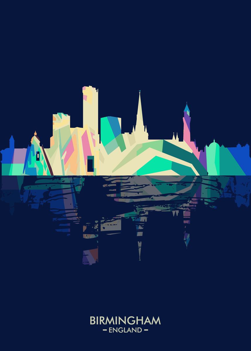 'Birmingham light skyline' Poster, picture, metal print, paint by ...