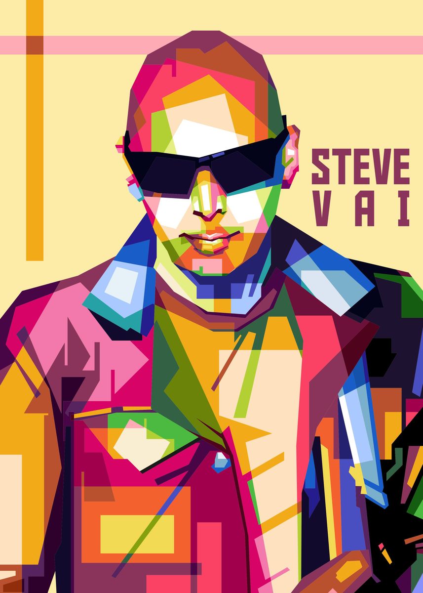 'Steve Vai Face Pop Art' Poster, picture, metal print, paint by Rizky ...
