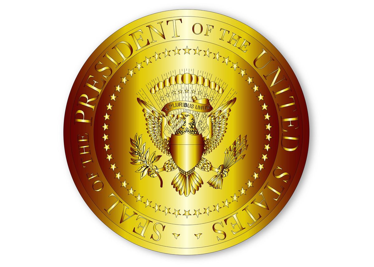 'President Seal In Gold' Poster by HomeStead Digital | Displate
