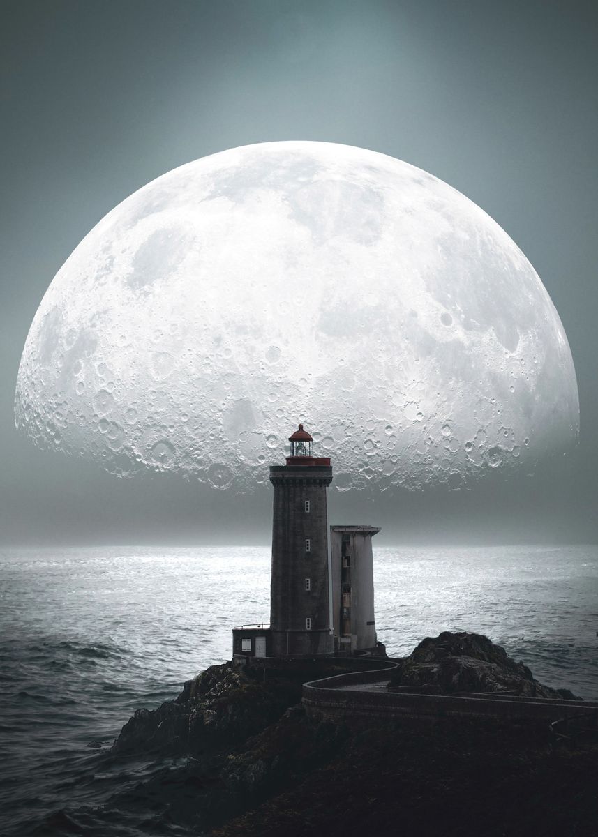 'Huge Moon' Poster by Trigonal Art | Displate