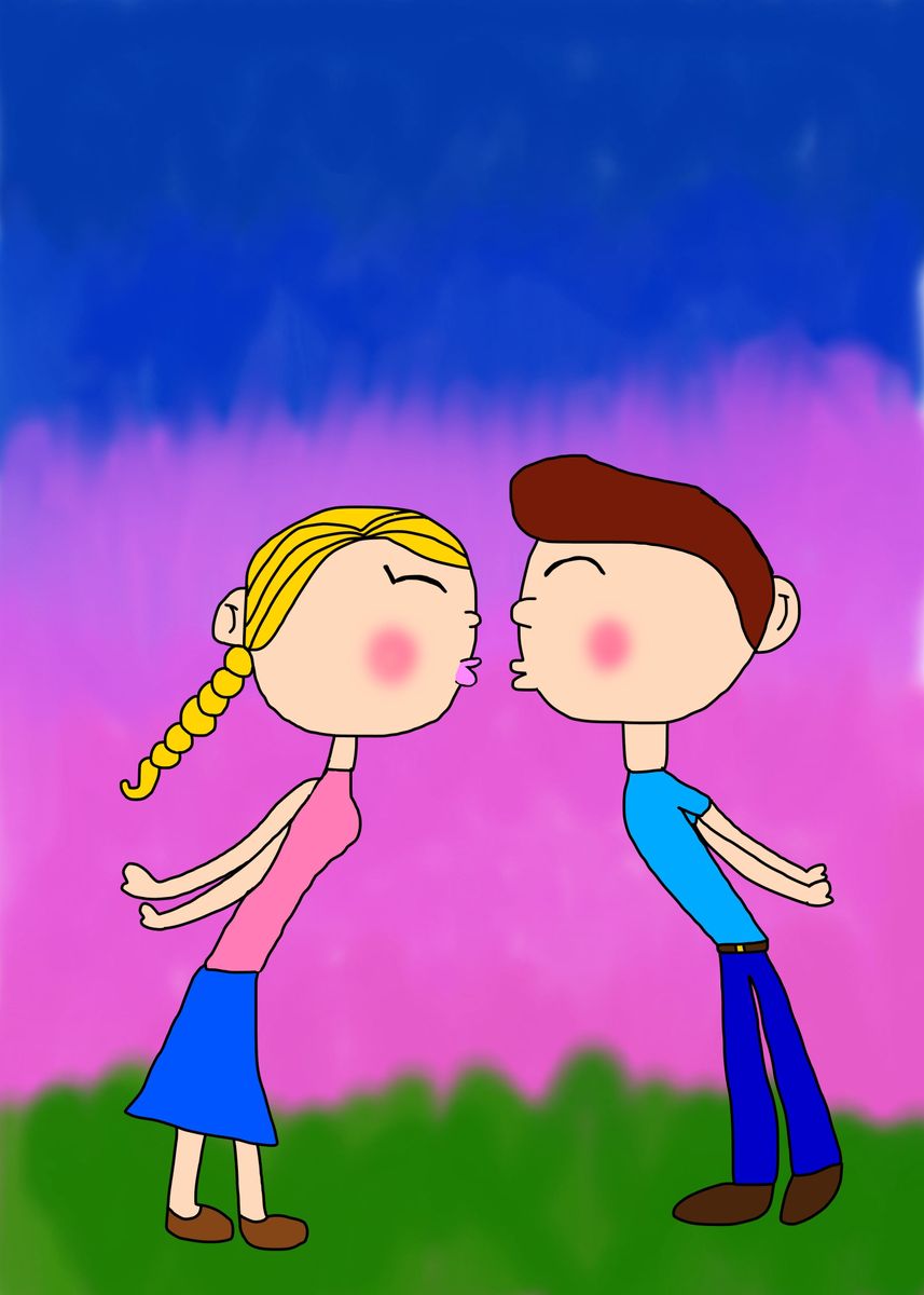 'First Kiss' Poster by Cathryn Paulus | Displate