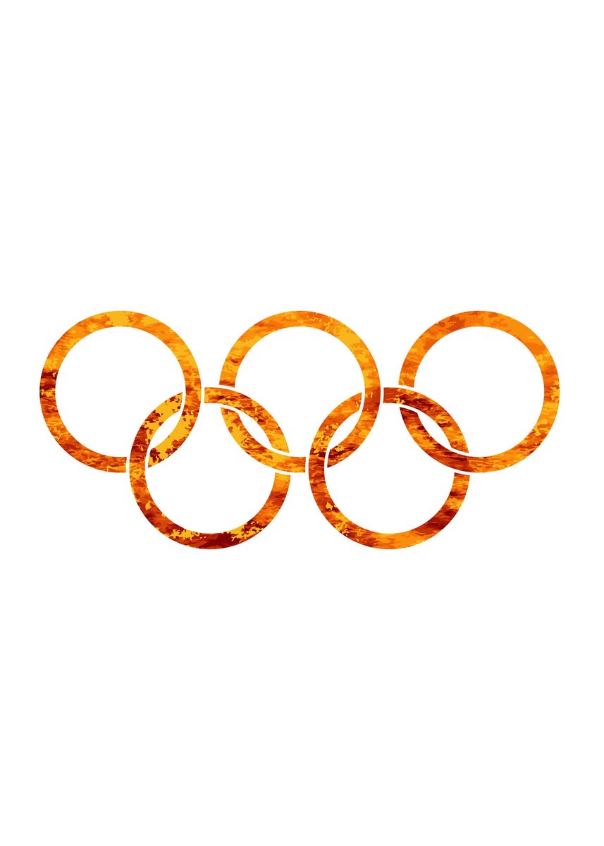 'Flaming Olympic Rings' Poster, picture, metal print, paint by ...