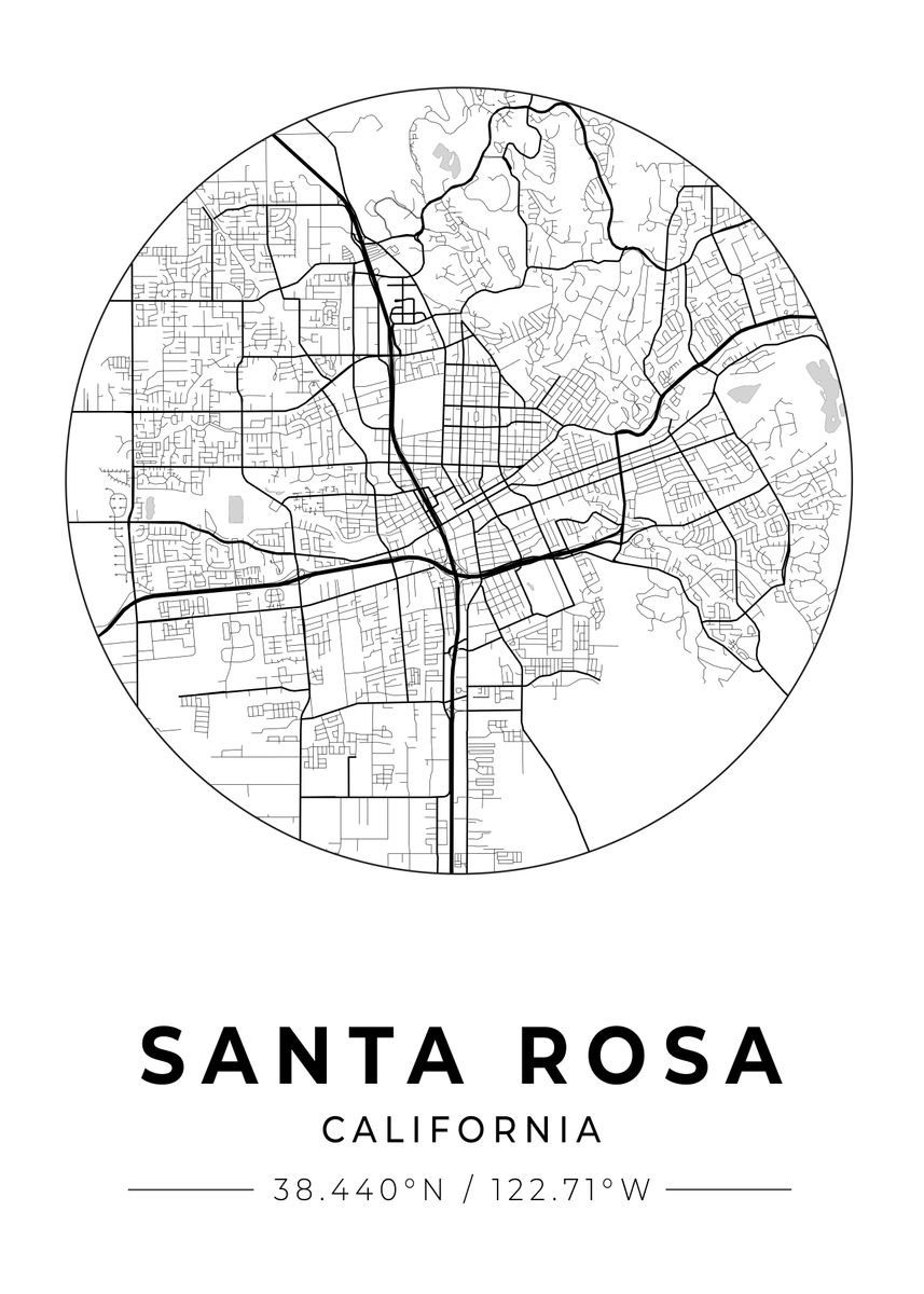 'Santa Rosa California' Poster, picture, metal print, paint by ...