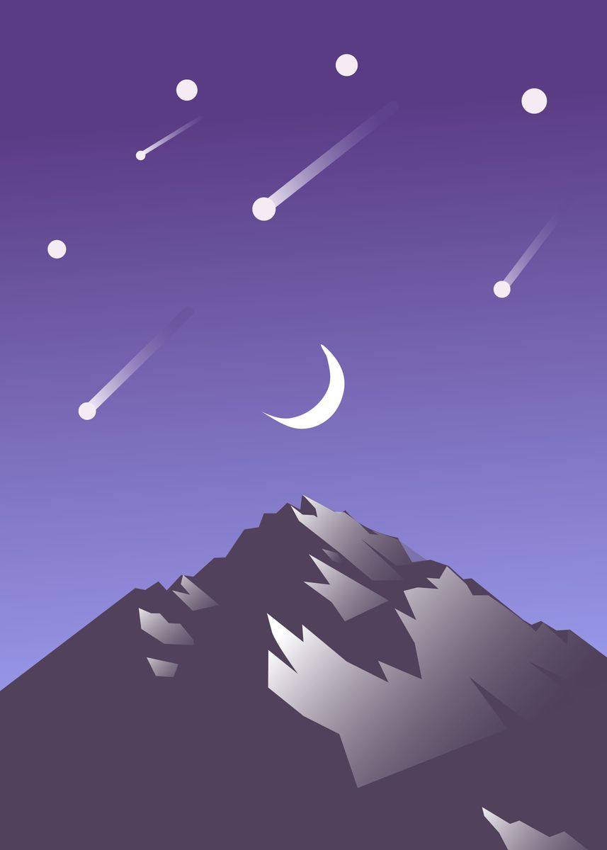 'simple mount and skyLight' Poster, picture, metal print, paint by AL ...