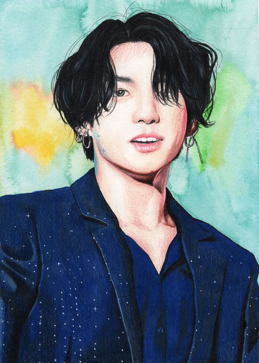 'Jungkook BTS Portrait' Poster, picture, metal print, paint by ...