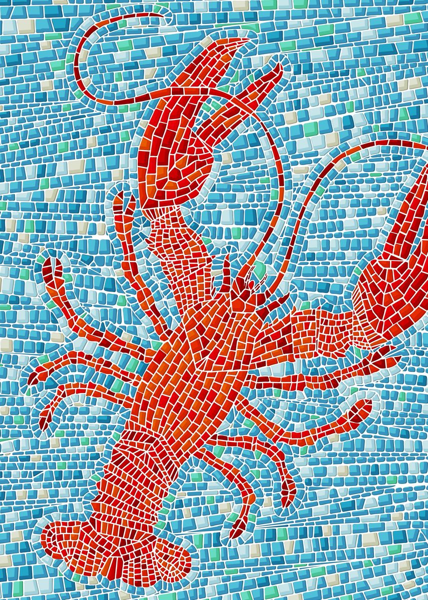 'Red shellfish mosaic' Poster, picture, metal print, paint by Richard ...