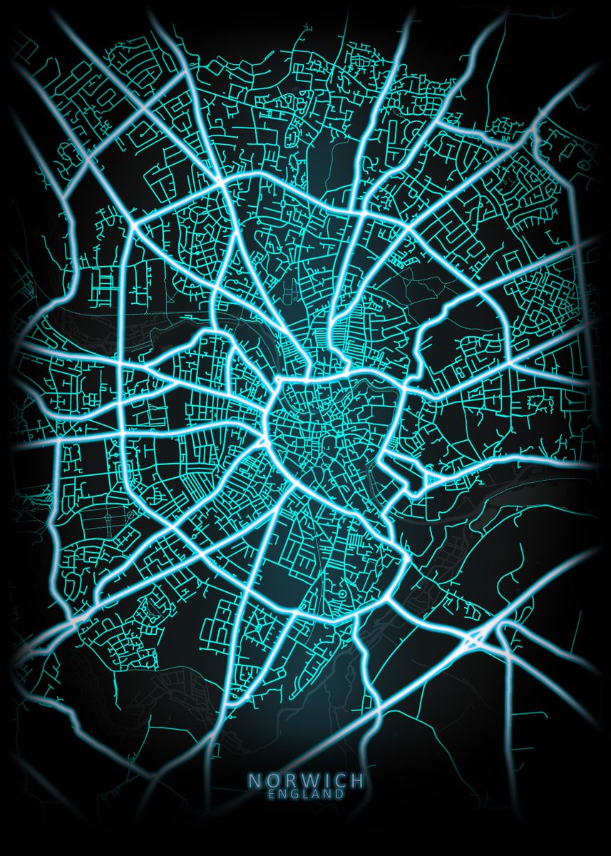 'Norwich England City Map' Poster by City Map Art Prints | Displate