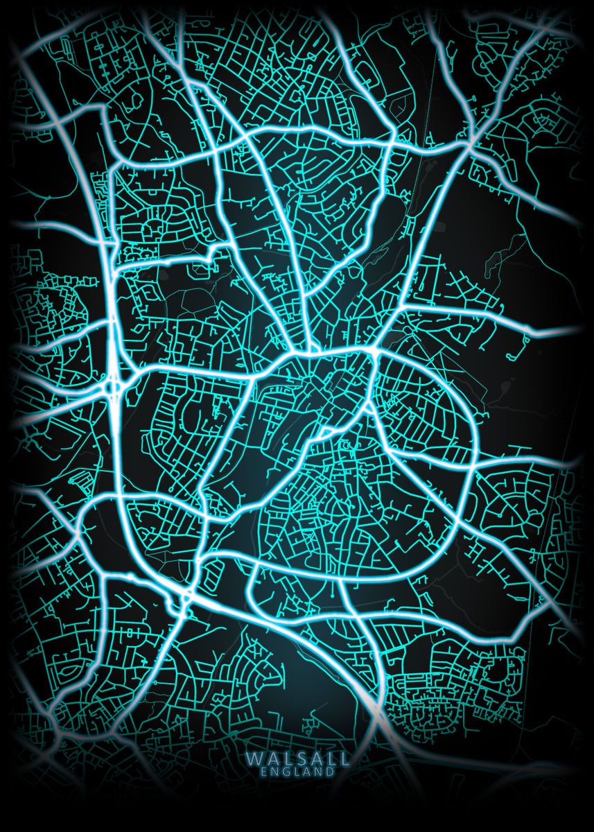 'Walsall England City Map' Poster, picture, metal print, paint by City ...