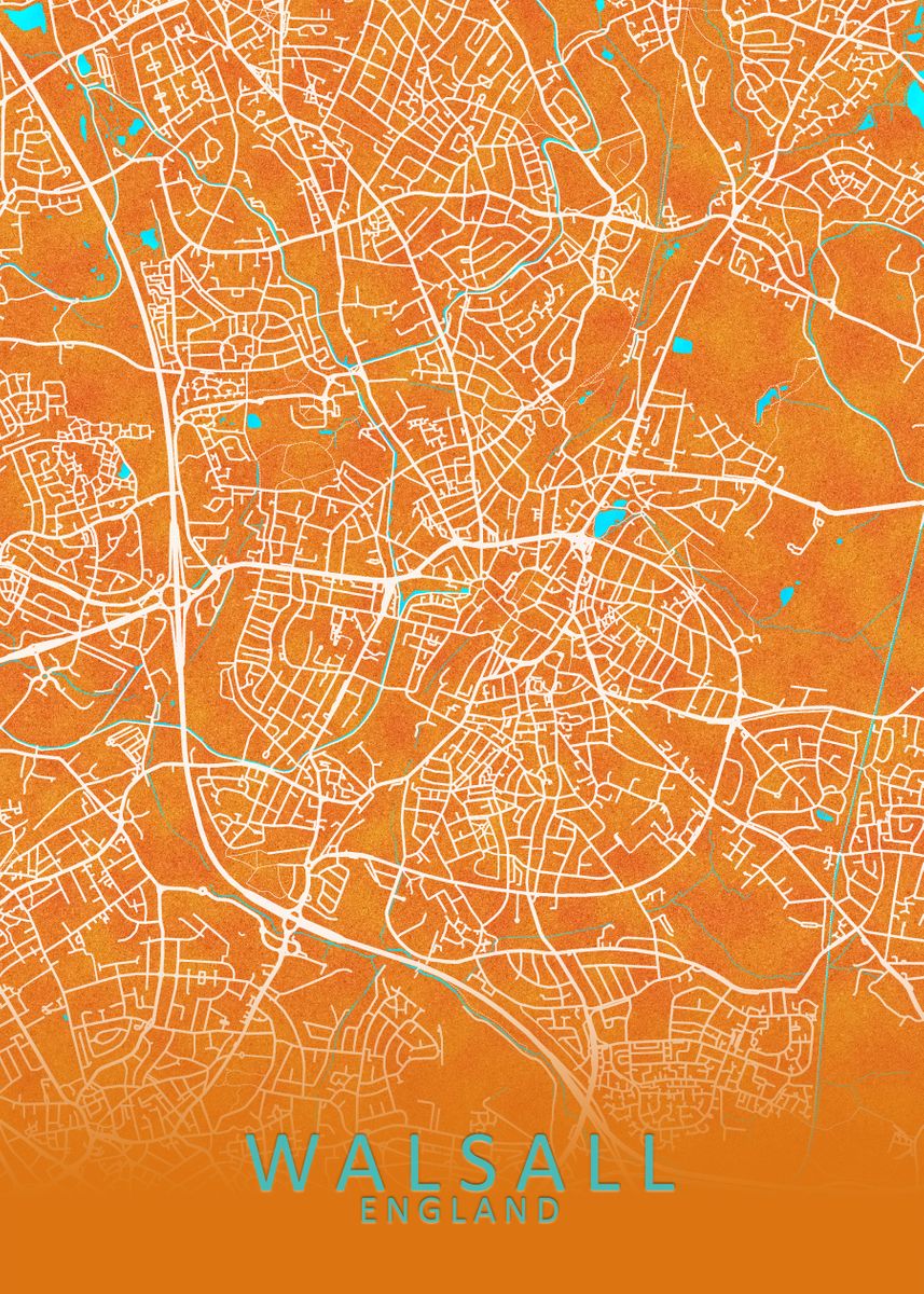 'Walsall England City Map' Poster, picture, metal print, paint by City ...