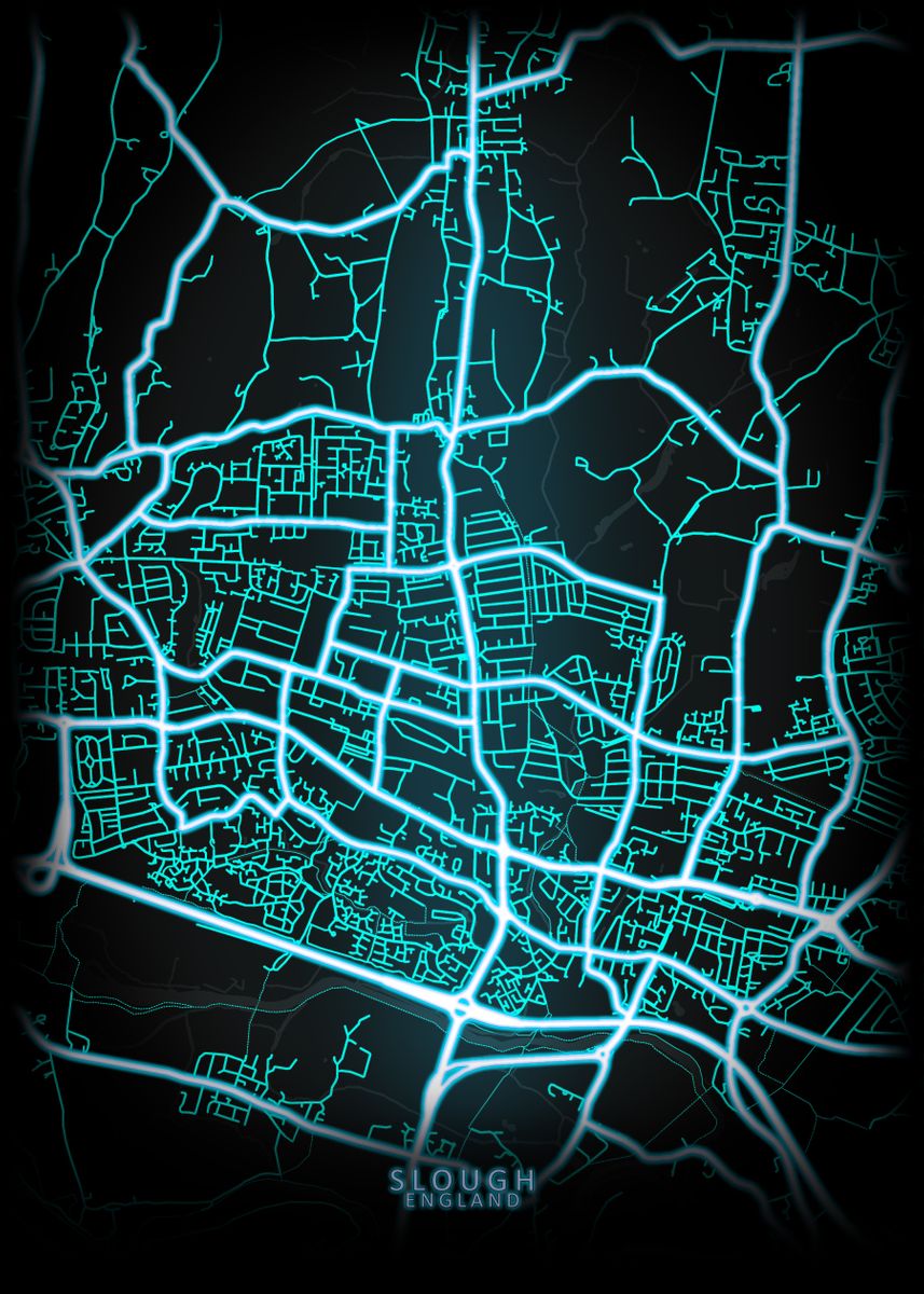 'Slough England City Map' Poster, picture, metal print, paint by City ...