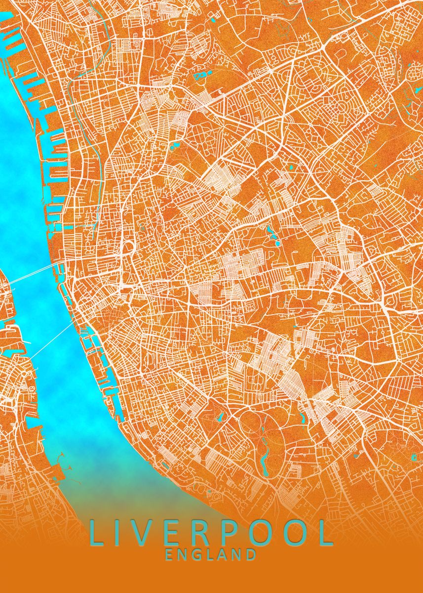 'Liverpool England City Map' Poster, picture, metal print, paint by ...