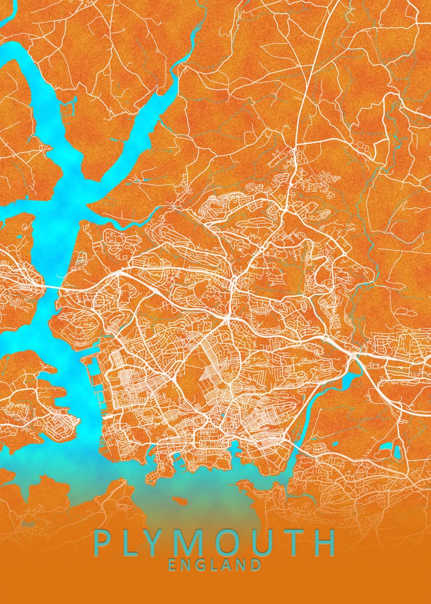 'Plymouth England City Map' Poster by City Map Art Prints | Displate