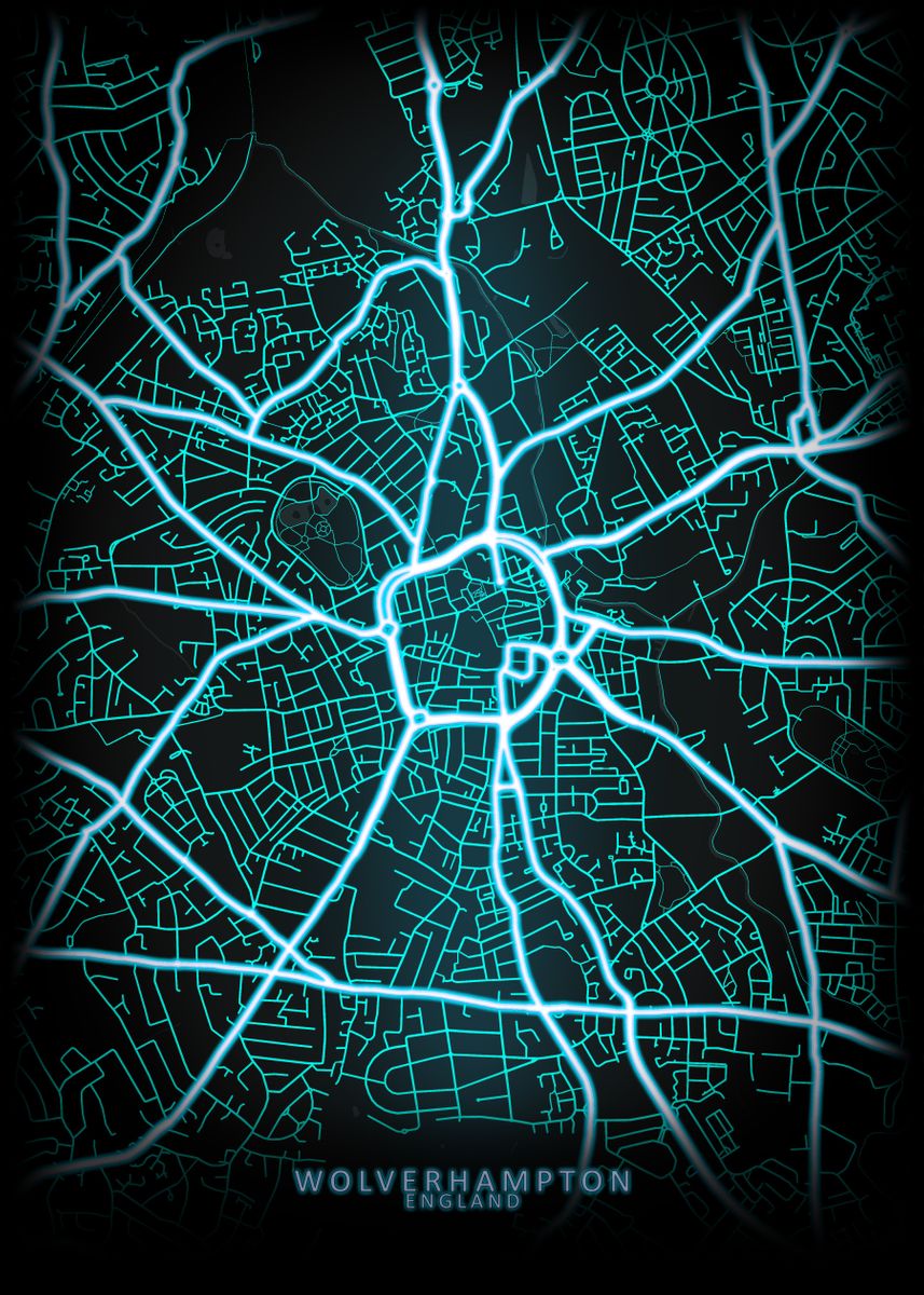 'Wolverhampton England City' Poster, picture, metal print, paint by ...