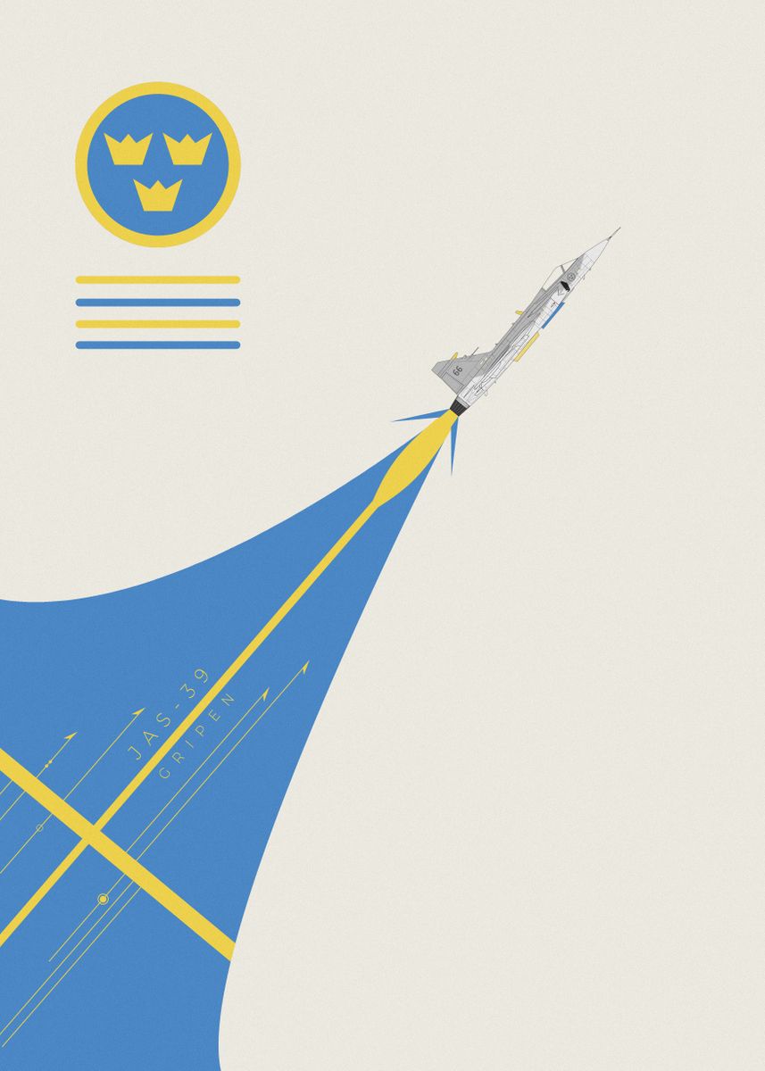 'Gripen' Poster, picture, metal print, paint by Colin Morella | Displate