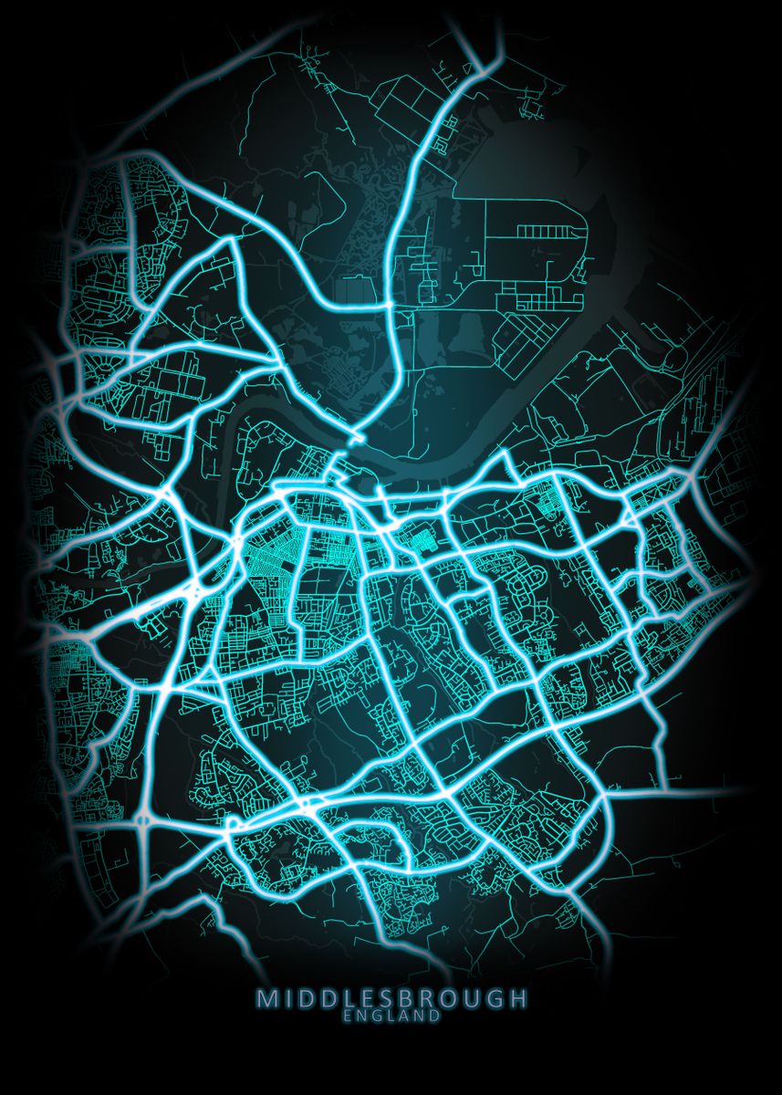 'Middlesbrough England City' Poster, picture, metal print, paint by ...