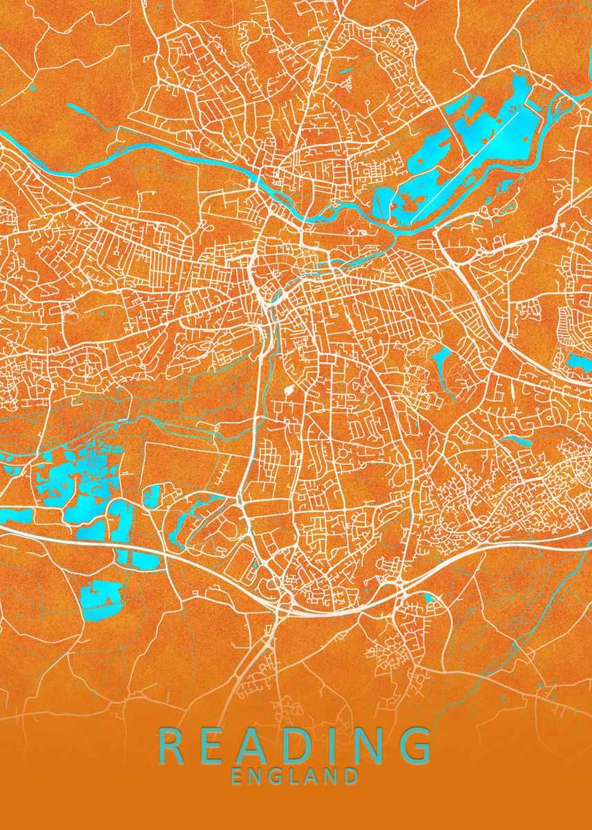 'Reading England City Map' Poster by City Map Art Prints | Displate