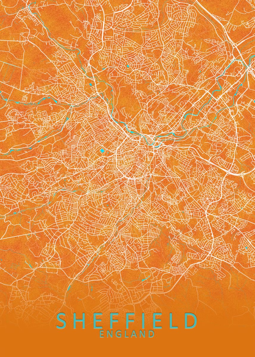 'Sheffield England City Map' Poster by City Map Art Prints | Displate