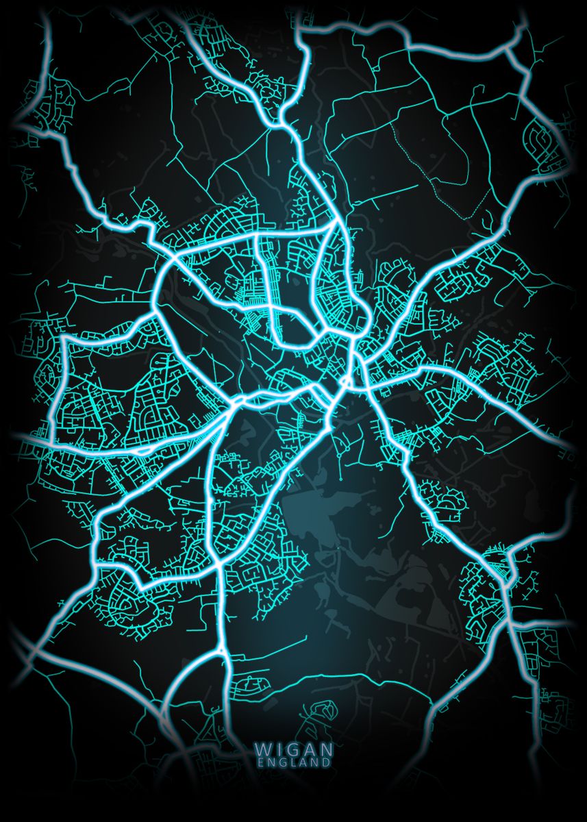 'Wigan England City Map' Poster, picture, metal print, paint by City ...