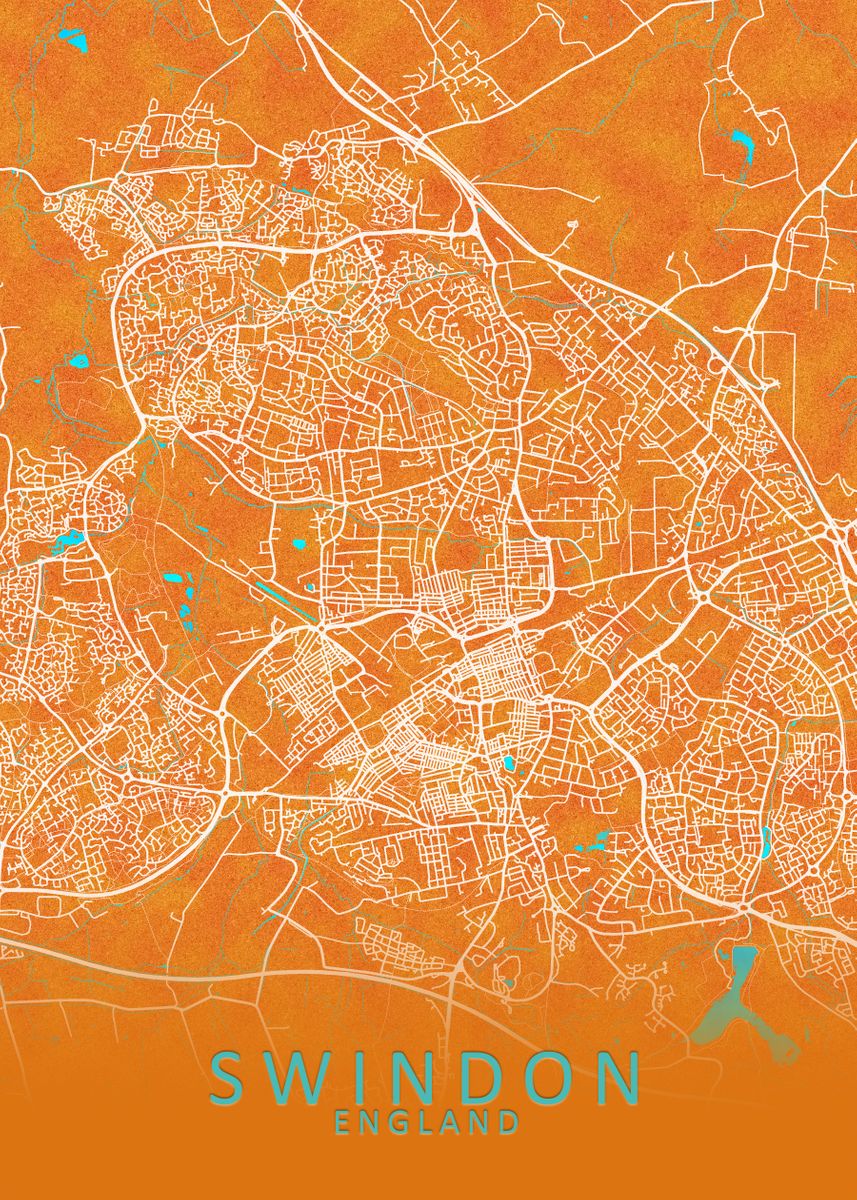 'Swindon England City Map' Poster, picture, metal print, paint by City ...