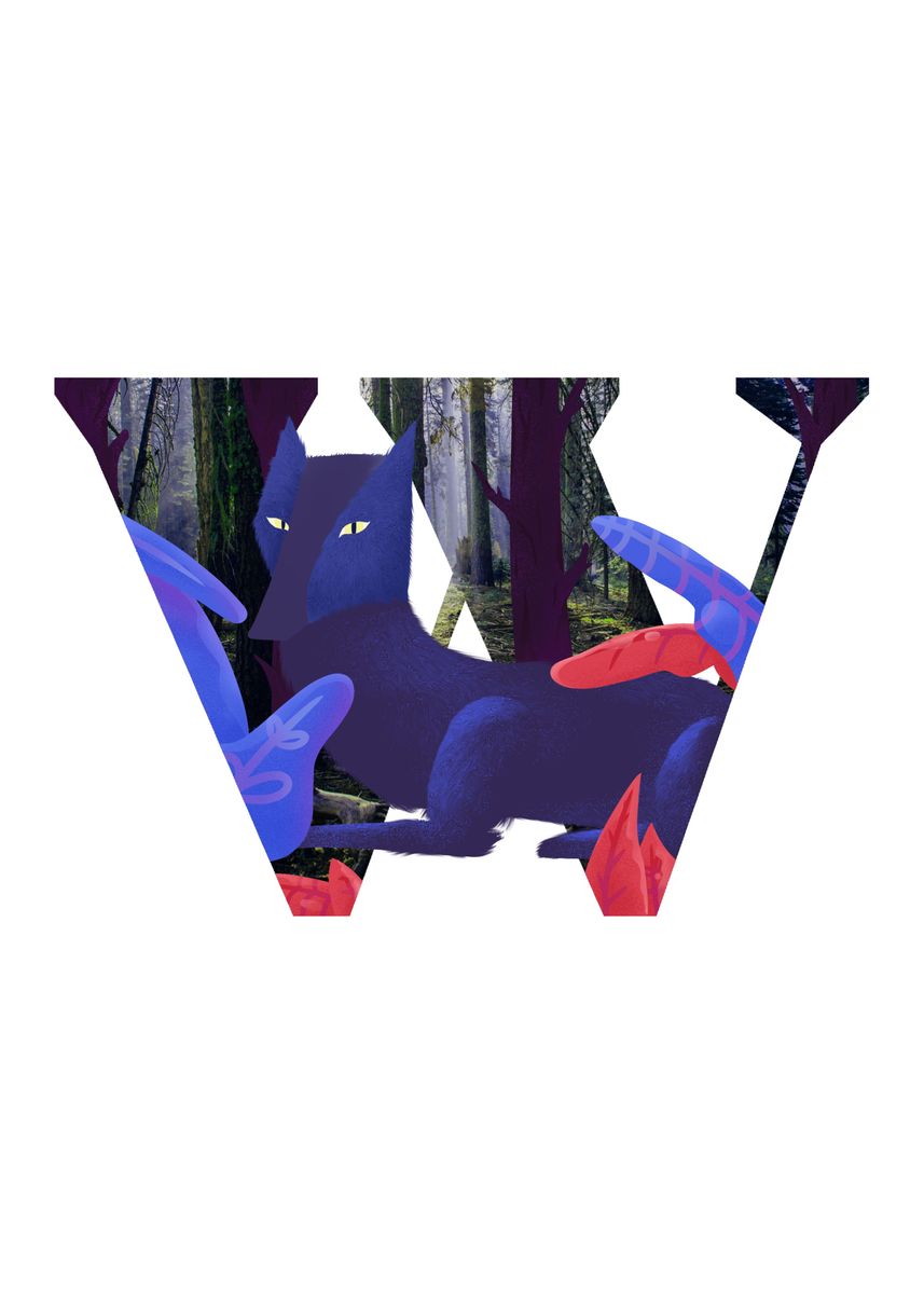 'Wolf W Alphabet letter' Poster by Plainthing Studio | Displate